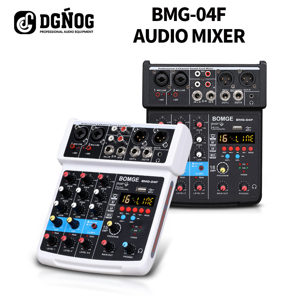 DGNOG Audio Mixer BMG-04F 4-channel DJ Console with Monitor 24 Echo DS – DGNOG Audio Store